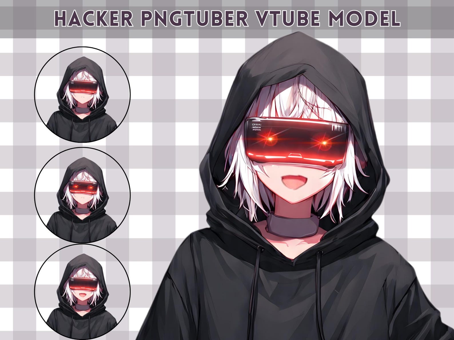 Premade Pngtuber Model Male| Hacker PNG Tuber Male | Veadotube Model ...