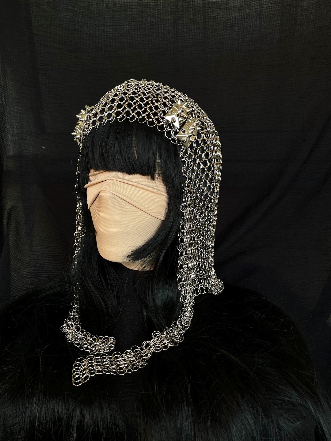 Unisex Silver-colored Chainmail Headpiece – Handmade Medieval Fantasy ...