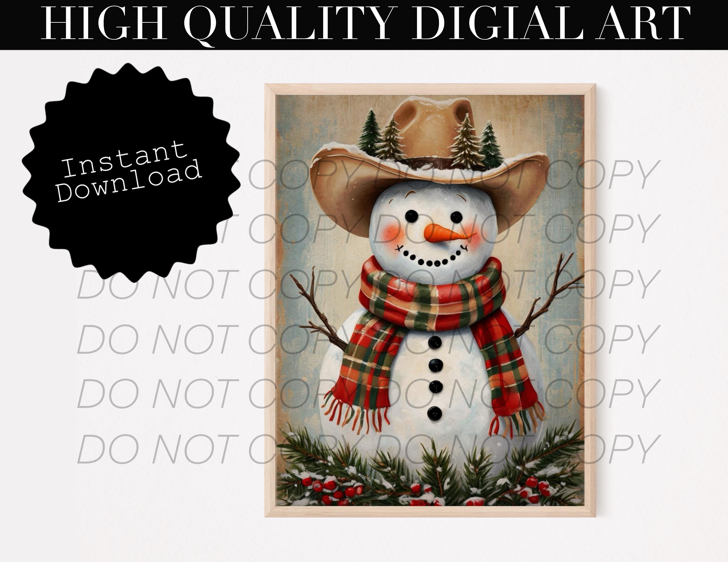 Western Snowman Printable Art Digital Download Printable Art - Etsy