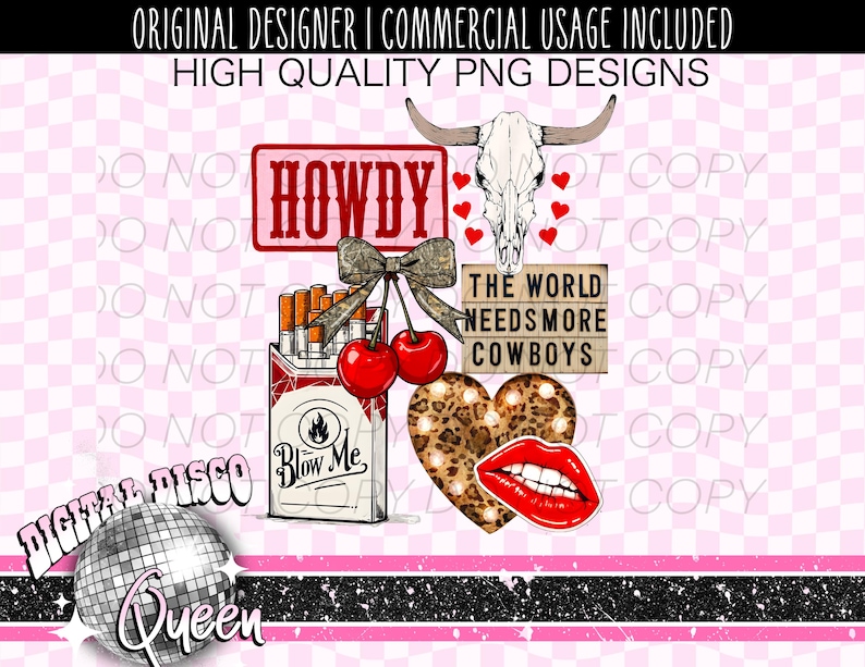 Girly Western Collage PNG - Etsy