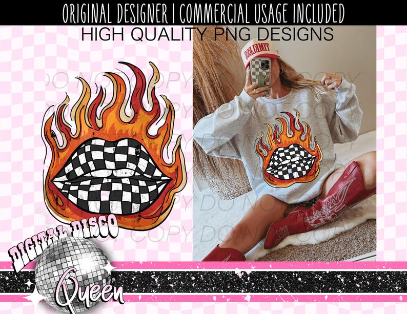 Trendy Checkered Lips PNG - Etsy