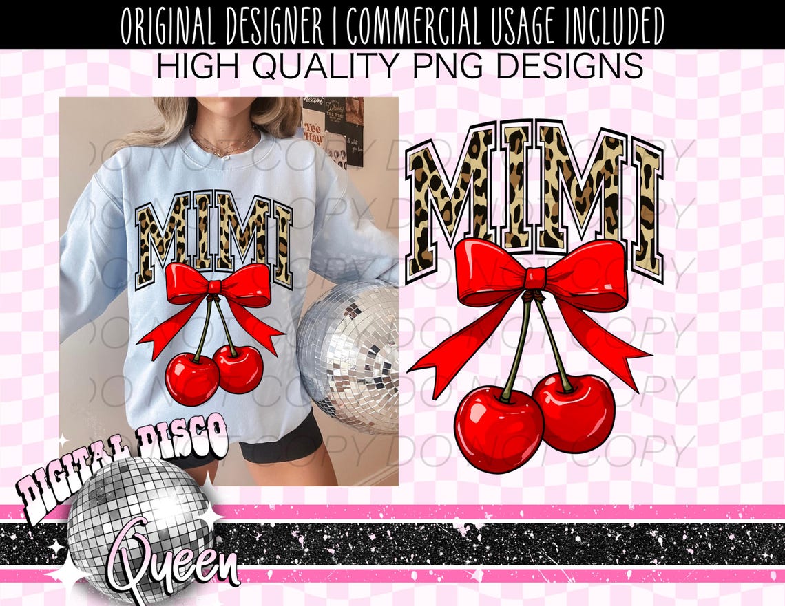 Trendy Mimi PNG | Leopard & Cherries PNG - Etsy
