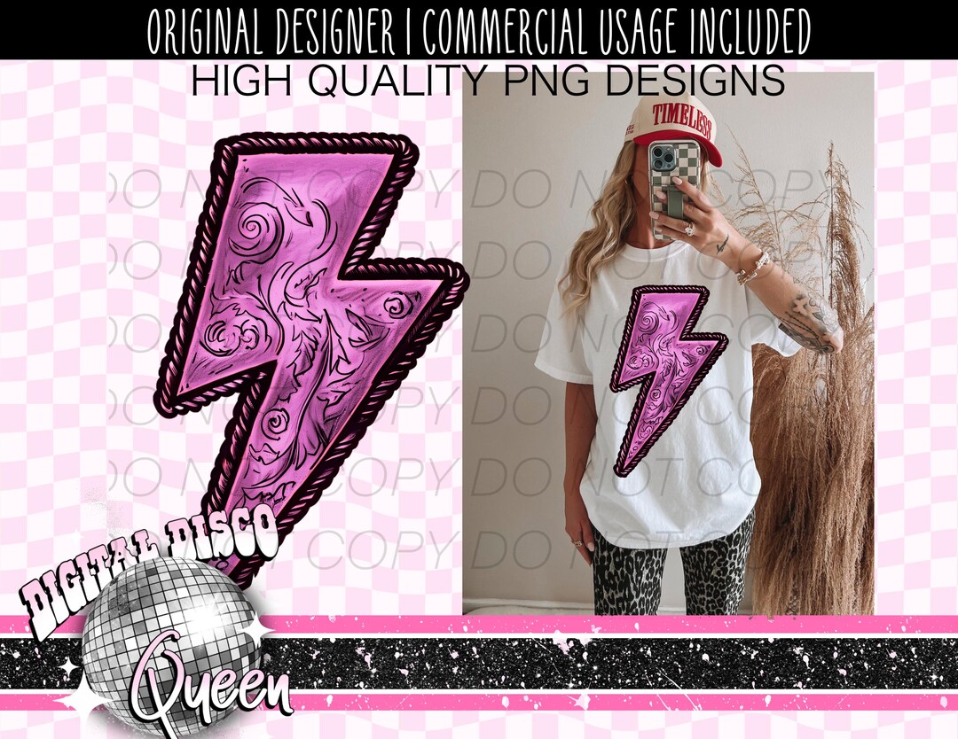 Pink Western Lighting Bolt | Girly Western PNG - Etsy