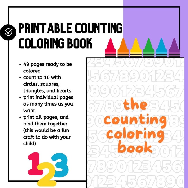 Printable Counting Coloring Book | Printable Coloring Pages - Etsy