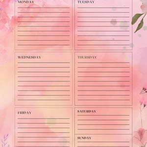 Pink Themed Printable Weekly Planner - Etsy