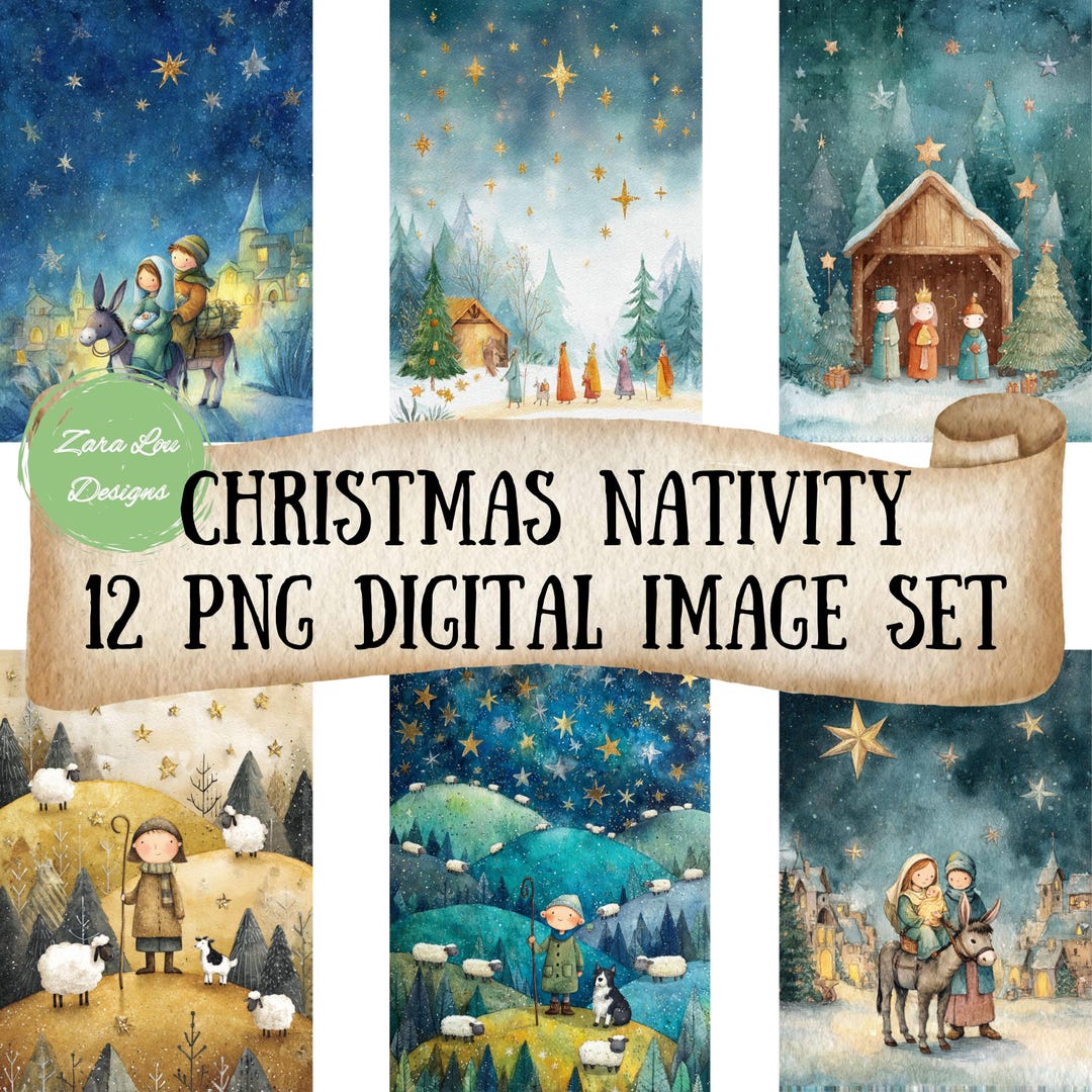 Christmas Nativity Clipart Set: Printable Holiday PNG Images (digital ...