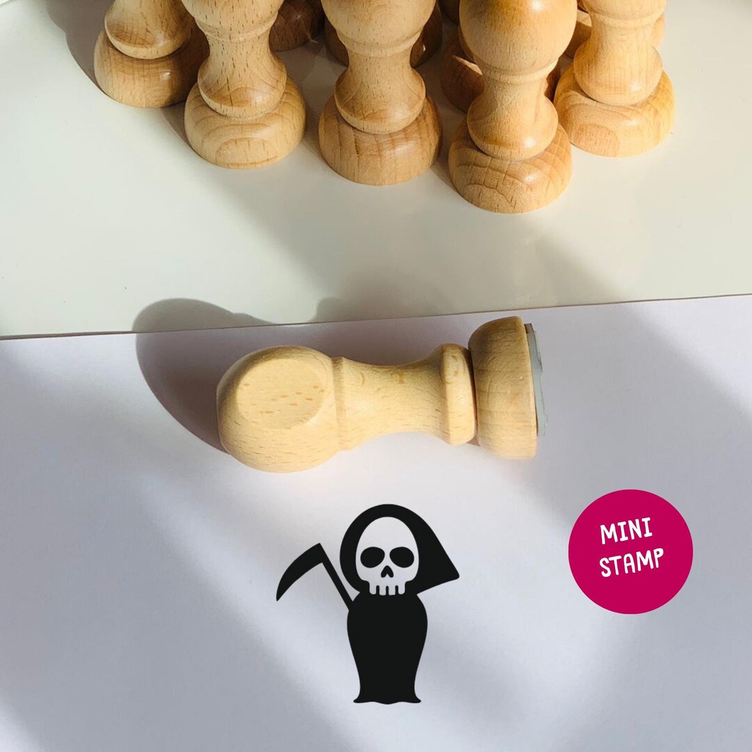 SKULL STAMP Death Stamp Small Card Stamp Skull Rubber Stamp Halloween ...