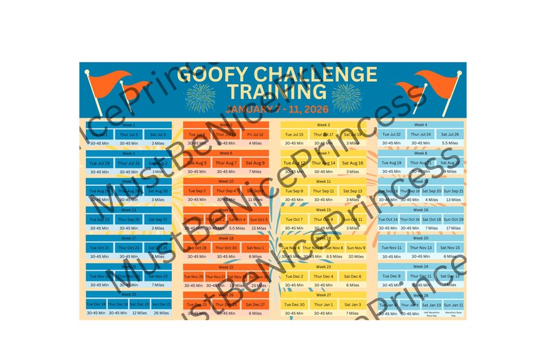 Rundisney Goofy Challenge Training Plan With Calendar Marathon Weekend ...