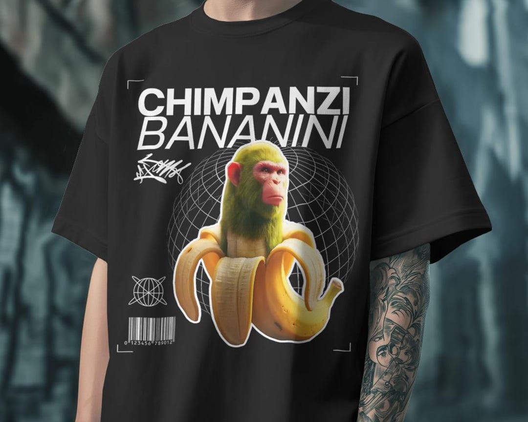Chimpanzini Bananini Meme Shirt: Funny Italian Brainrot Memes Tees ...