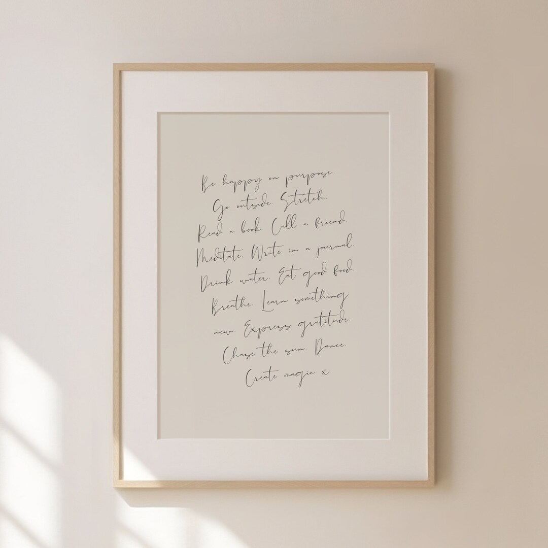 Be Happy on Purpose Handwriting Wall Art Print - Traditional Positive ...