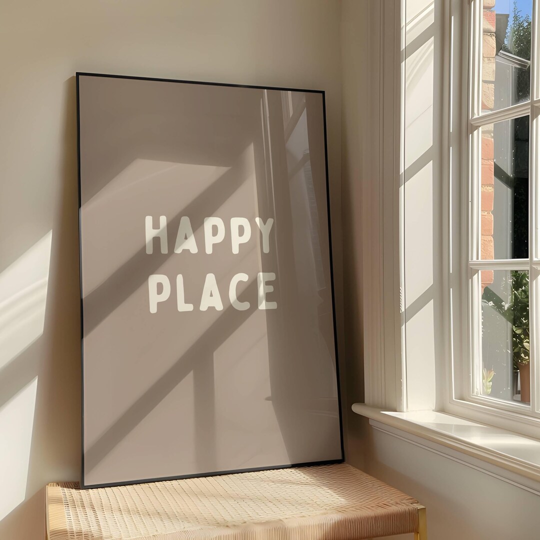 Happy Place Wall Art Print - Bold Positivity Family Printable Artwork ...