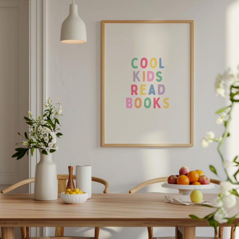 Cool Kids Read Books Rainbow Wall Art Print - Bold Positivity Family ...