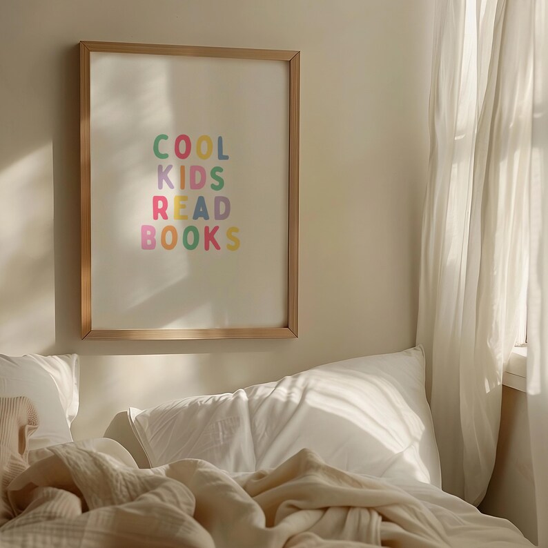 Cool Kids Read Books Rainbow Wall Art Print - Bold Positivity Family ...