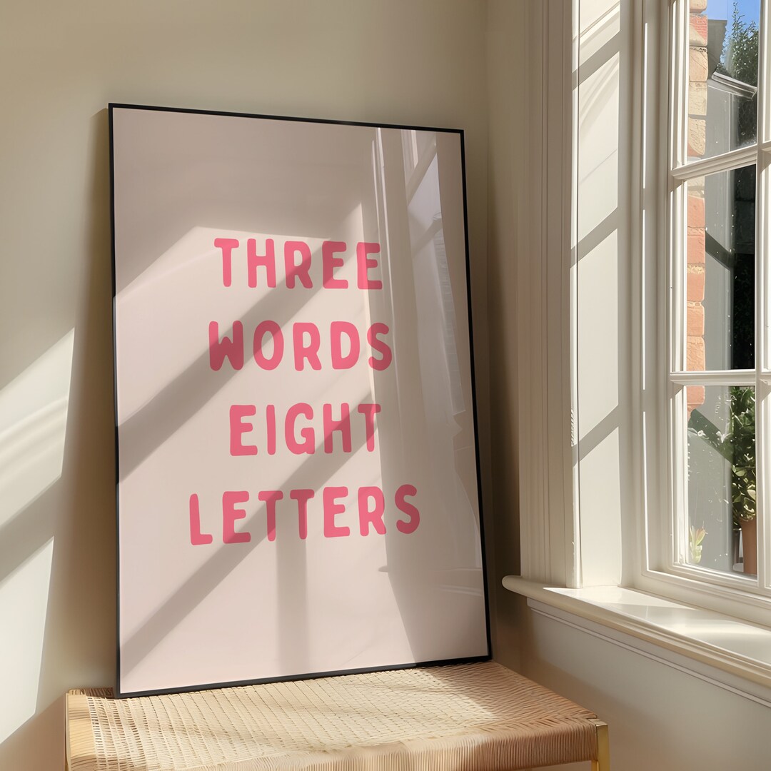 Three Words Eight Letters Wall Art Print - Bold Sassy XOXO Printable ...