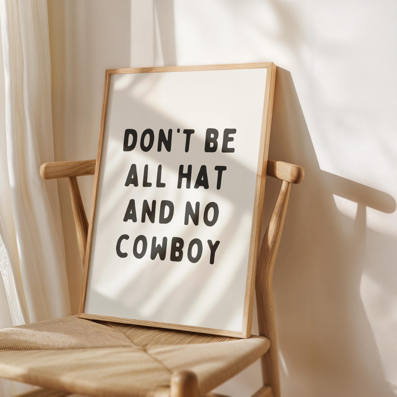 Don't Be All Hat and No Cowboy Wall Art - Bold Sassy Western Printable ...