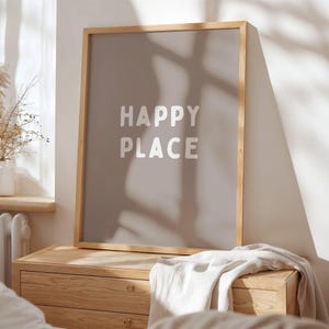 Happy Place Wall Art Print - Bold Positivity Family Printable Artwork ...