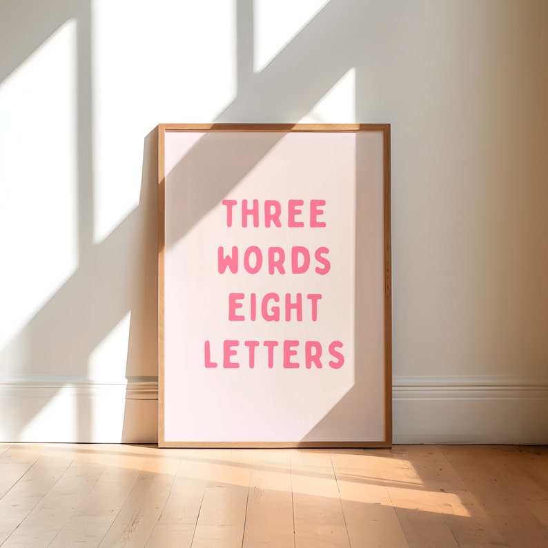 Three Words Eight Letters Wall Art Print - Bold Sassy XOXO Printable ...