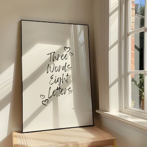 Three Words Eight Letters Wall Art Brush Print - Retro XOXO Printable ...