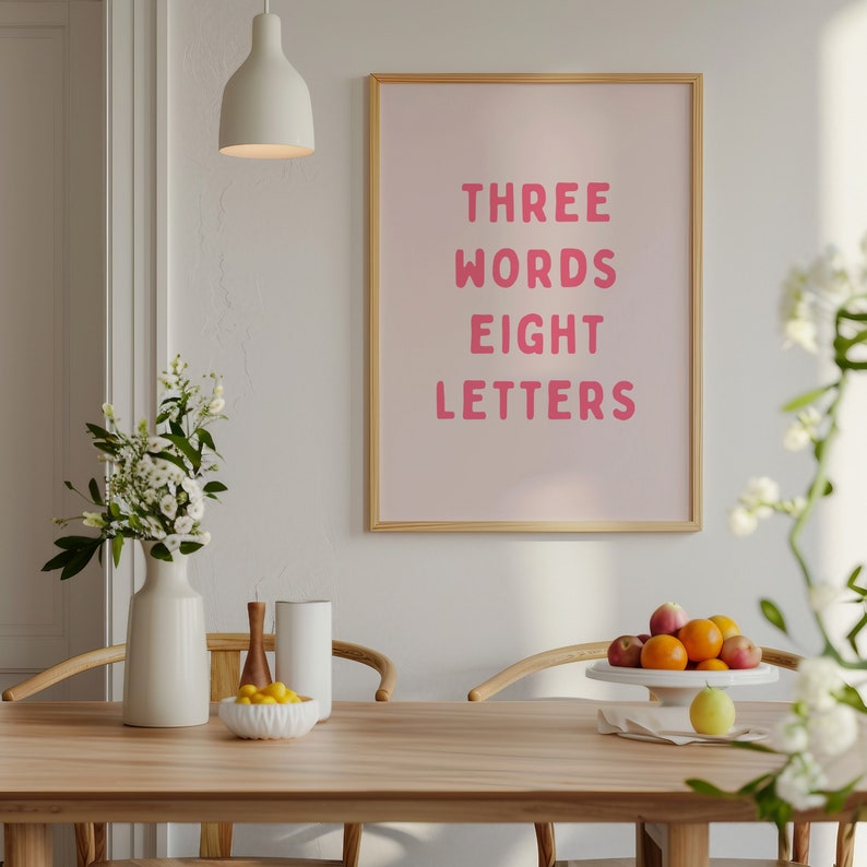 Three Words Eight Letters Wall Art Print - Bold Sassy XOXO Printable ...