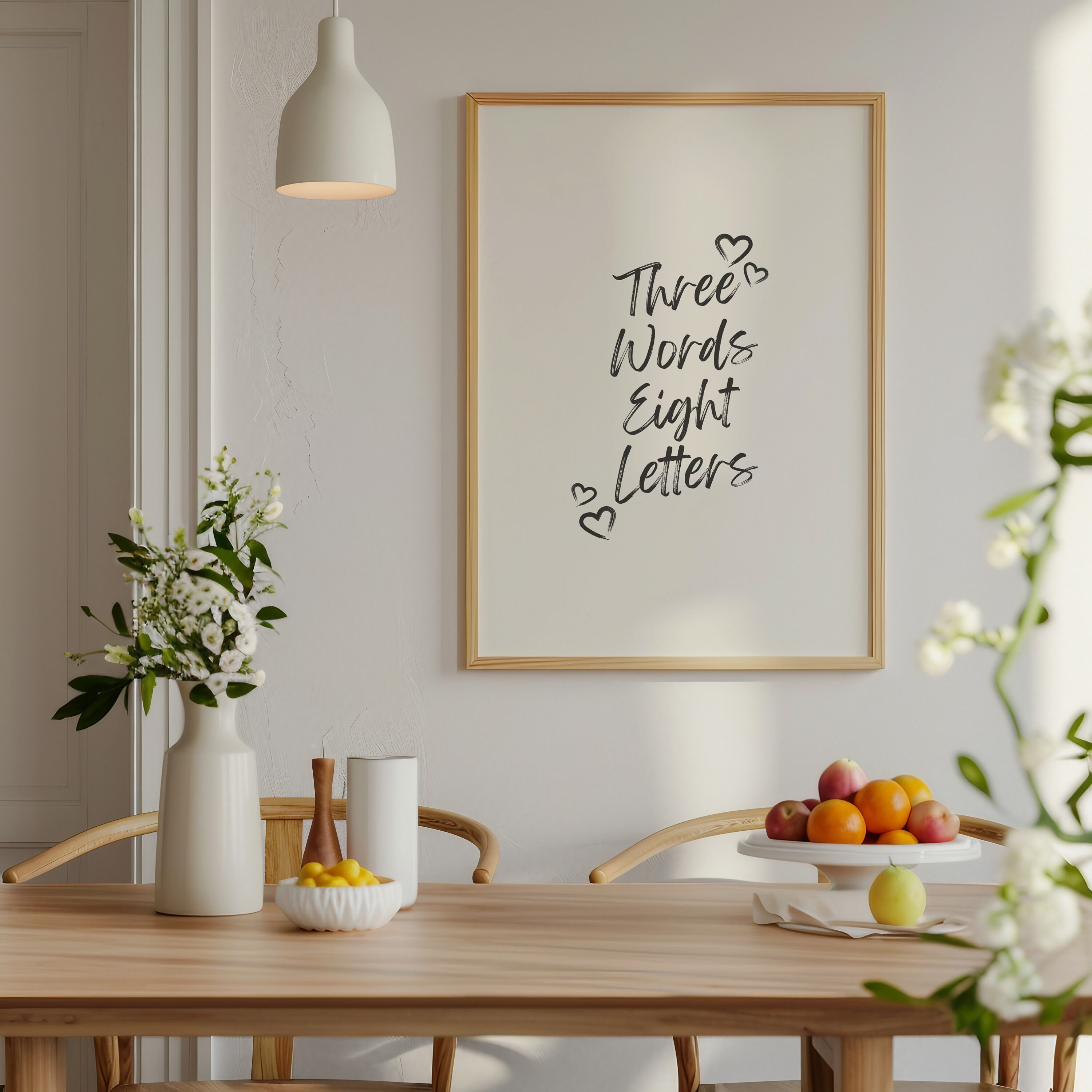 Three Words Eight Letters Wall Art Brush Print - Retro XOXO Printable ...