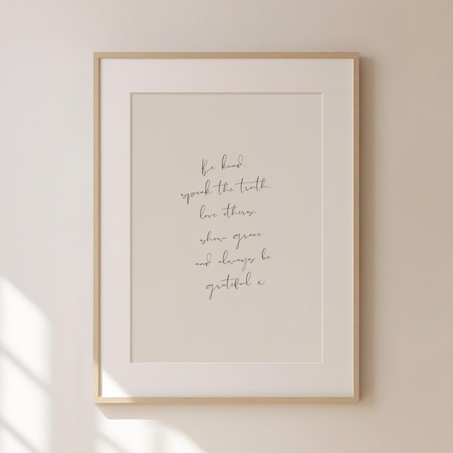 Be Kind Handwriting Wall Art Print - Traditional Positive Printable ...