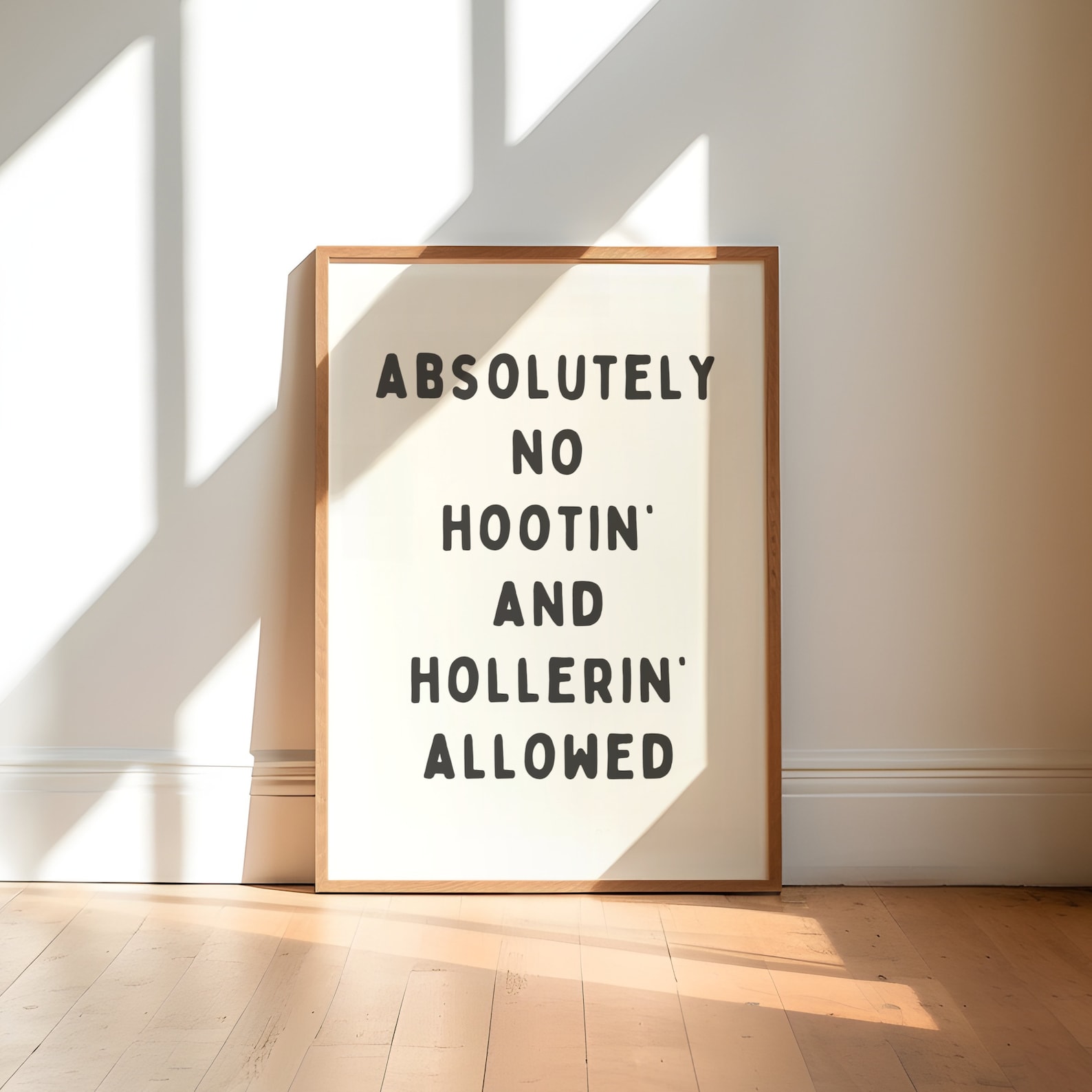 Absolutely No Hootin' & Hollerin' Allowed Wall Art - Bold Sassy Western ...