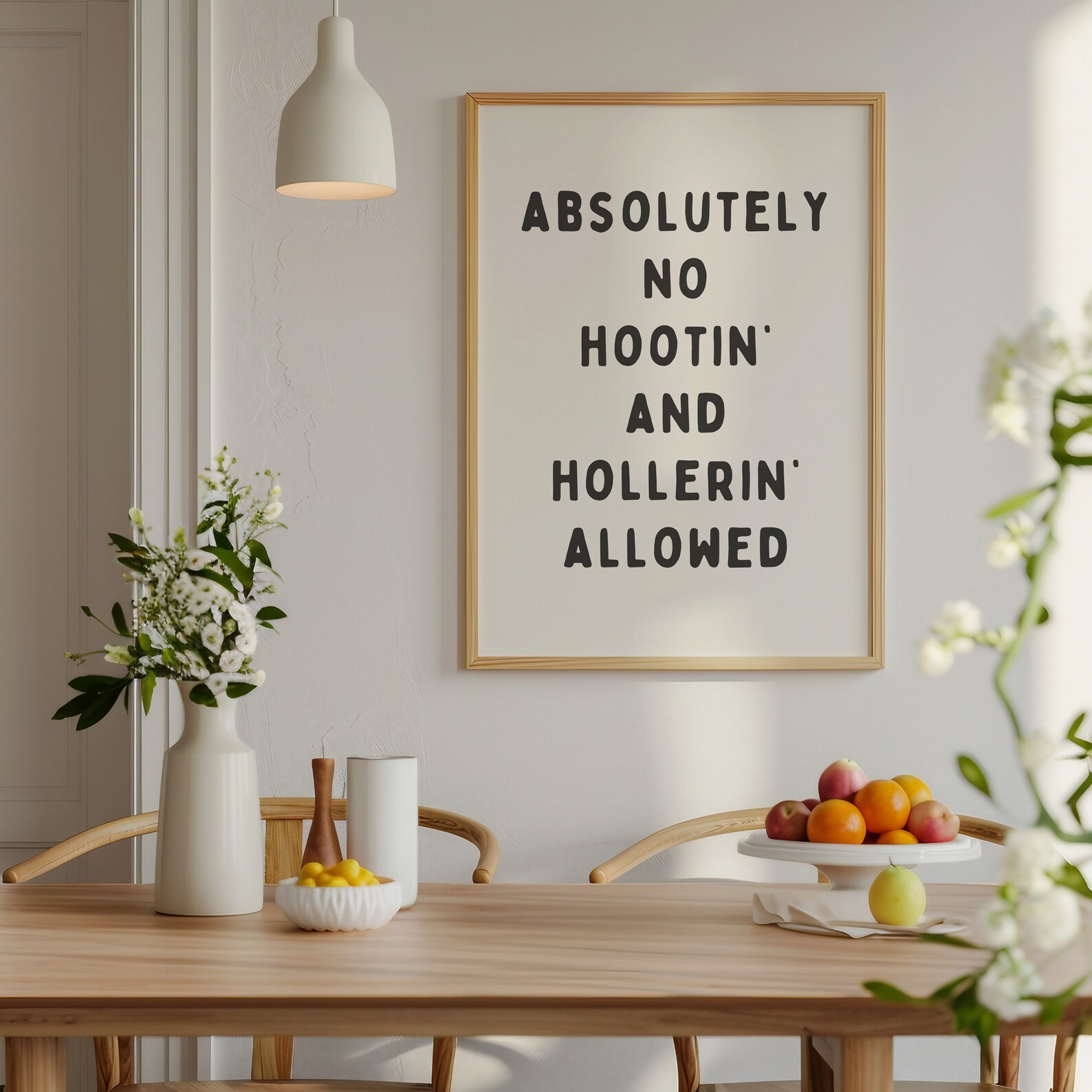 Absolutely No Hootin' & Hollerin' Allowed Wall Art - Bold Sassy Western ...