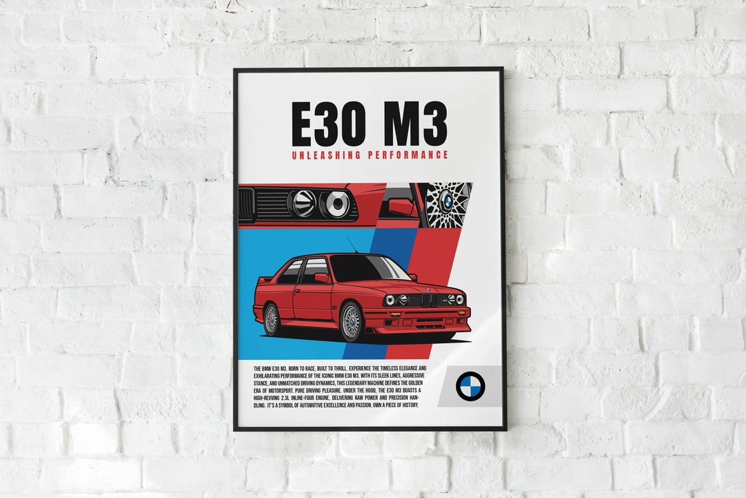 BMW E30 M3 Posters | Print for Living Room, Bedroom, Office & Bathroom ...