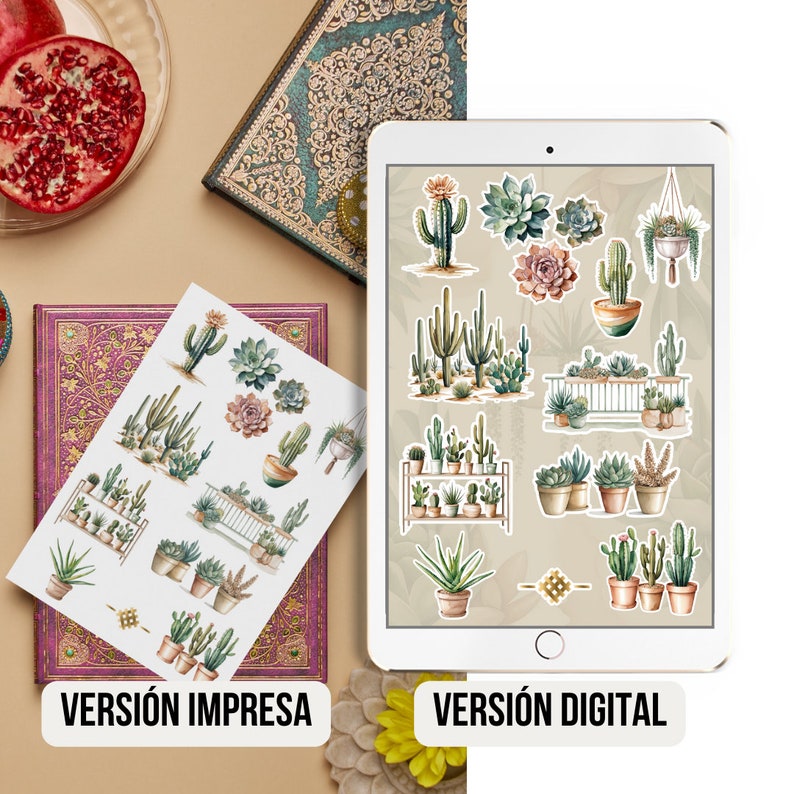 Cactus and Succulents Stickers Printable PNG A4 Size - Etsy
