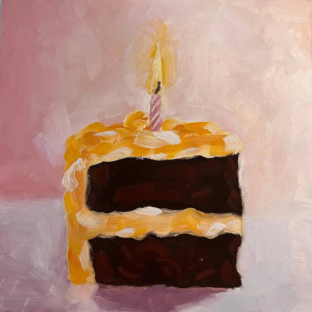 Original 6x6" Oil Painting 'cake' Traditional Fine Art Work for Home ...
