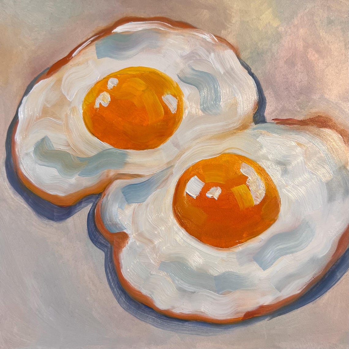 Original 6x6" Oil Painting 'fried' Traditional Fine Art Work for Home ...