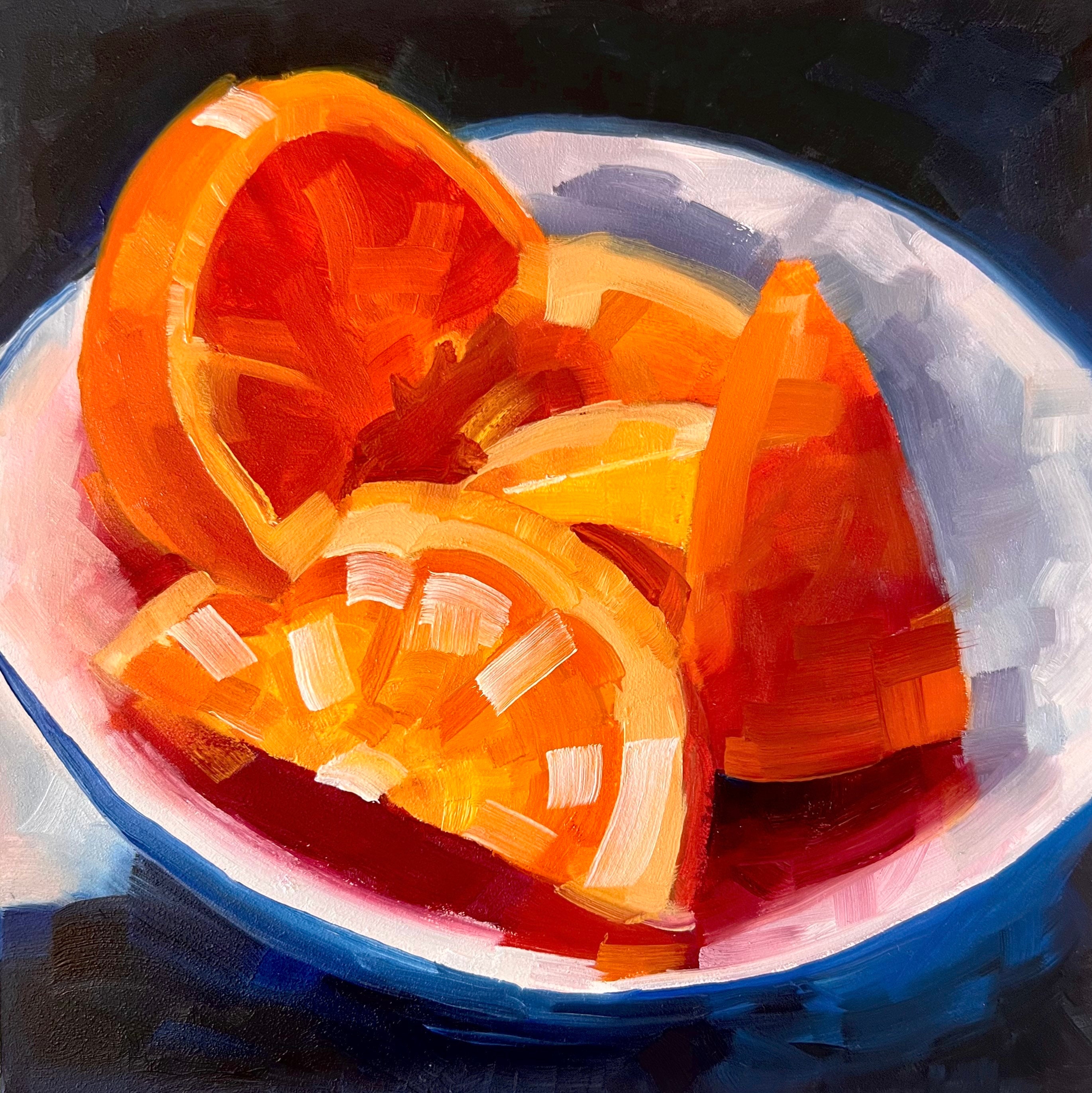 Original 6x6" Oil Painting 'sliced Orange' Traditional Fine Art Work ...