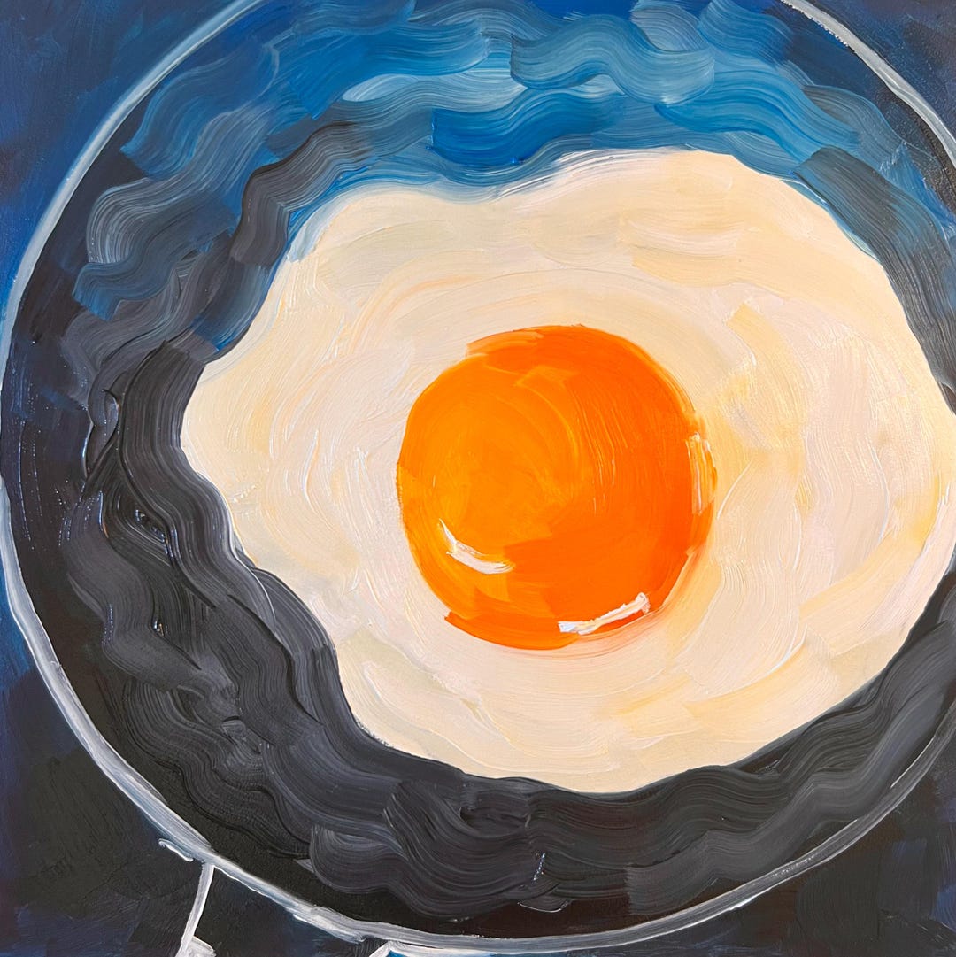 Original 6x6" Oil Painting 'over Easy' Traditional Fine Art Work for ...