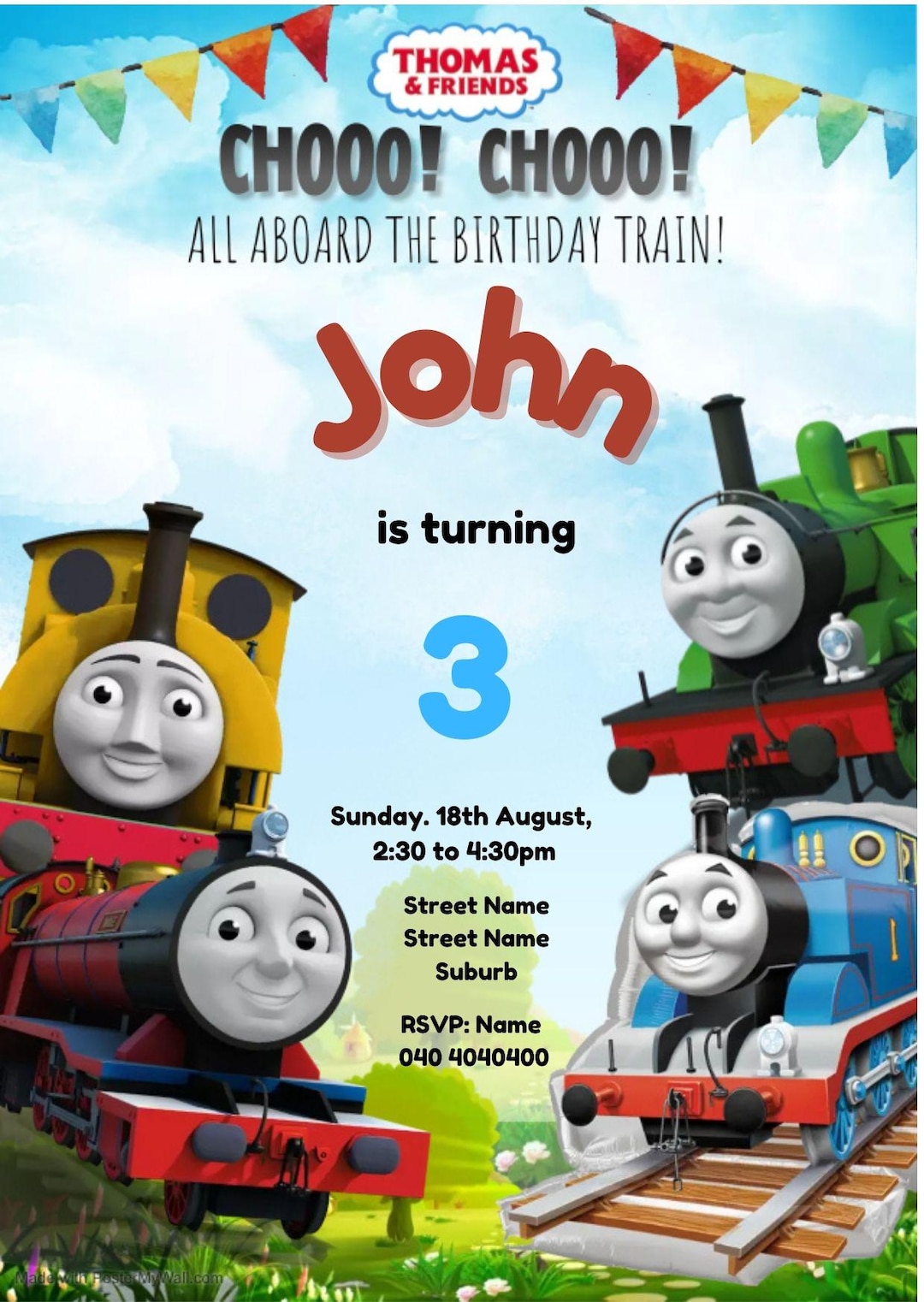 Thomas & Friends Birthday Invite Template - Etsy