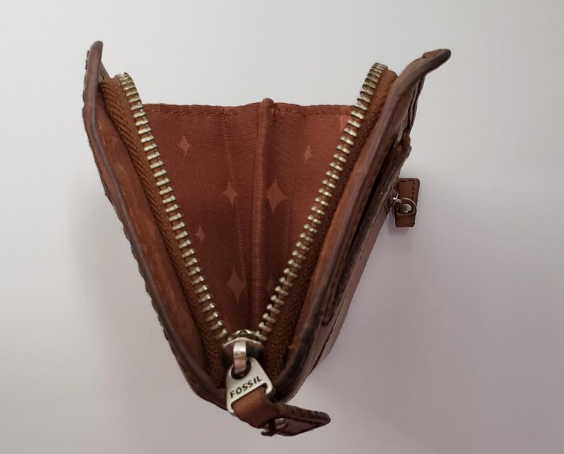 Fossil Vintage Maddox Marlow Leather Clutch Wallet Tan Keyhole Design ...