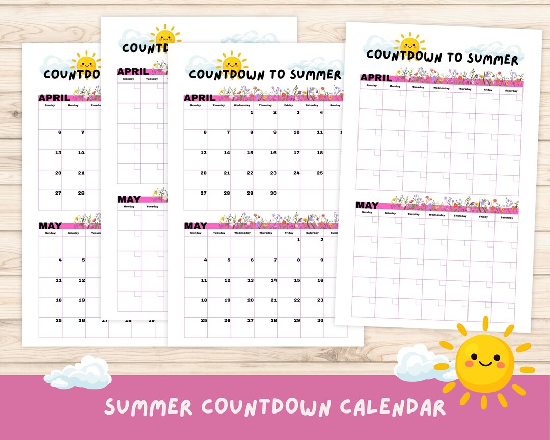 Floral Summer Countdown for Kids - Last Day of School Activity Poster ...