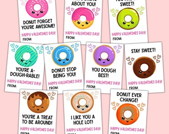 Printable Donut Valentine's Day Cards for Kids (instant Download) - Etsy