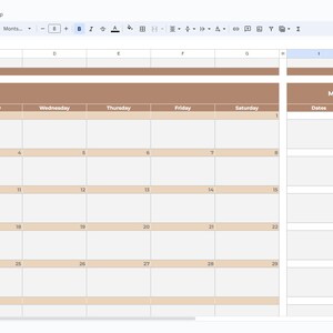 2025 Yearly Calendar Google Spread Sheet - Etsy