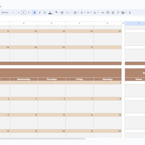 2025 Yearly Calendar Google Spread Sheet - Etsy