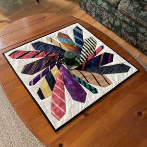 Necktie Wreath Art Quilt Table Topper - Etsy