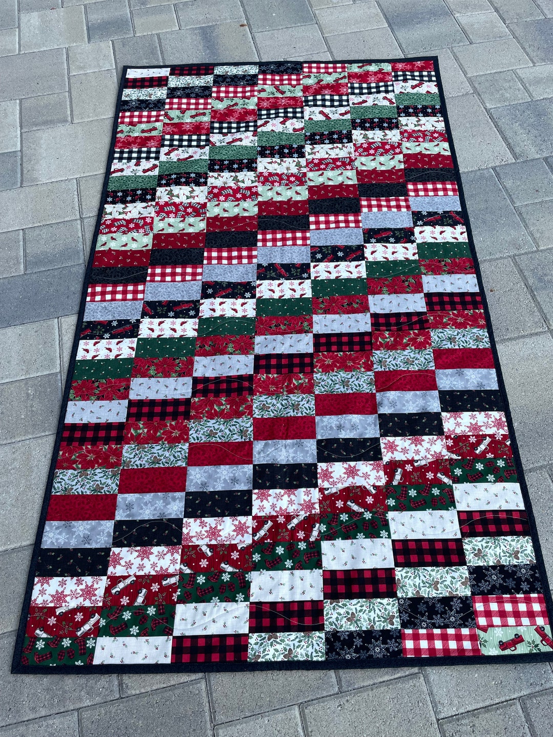 Holiday Strip Lap Quilt - Etsy
