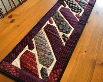 Quilted Necktie Table Topper/runner/wall Hanging, Memory Quilt - Etsy