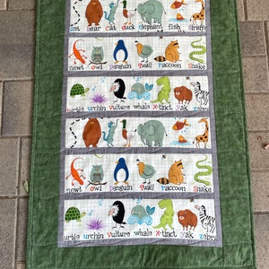 Baby Strip Quilt Reversible Animals and Jungle, Learn, Baby Shower Gift ...