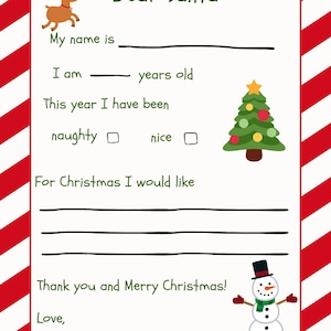 Letter to Santa Printable: Kids Christmas Wish List (PDF & PNG) - Etsy