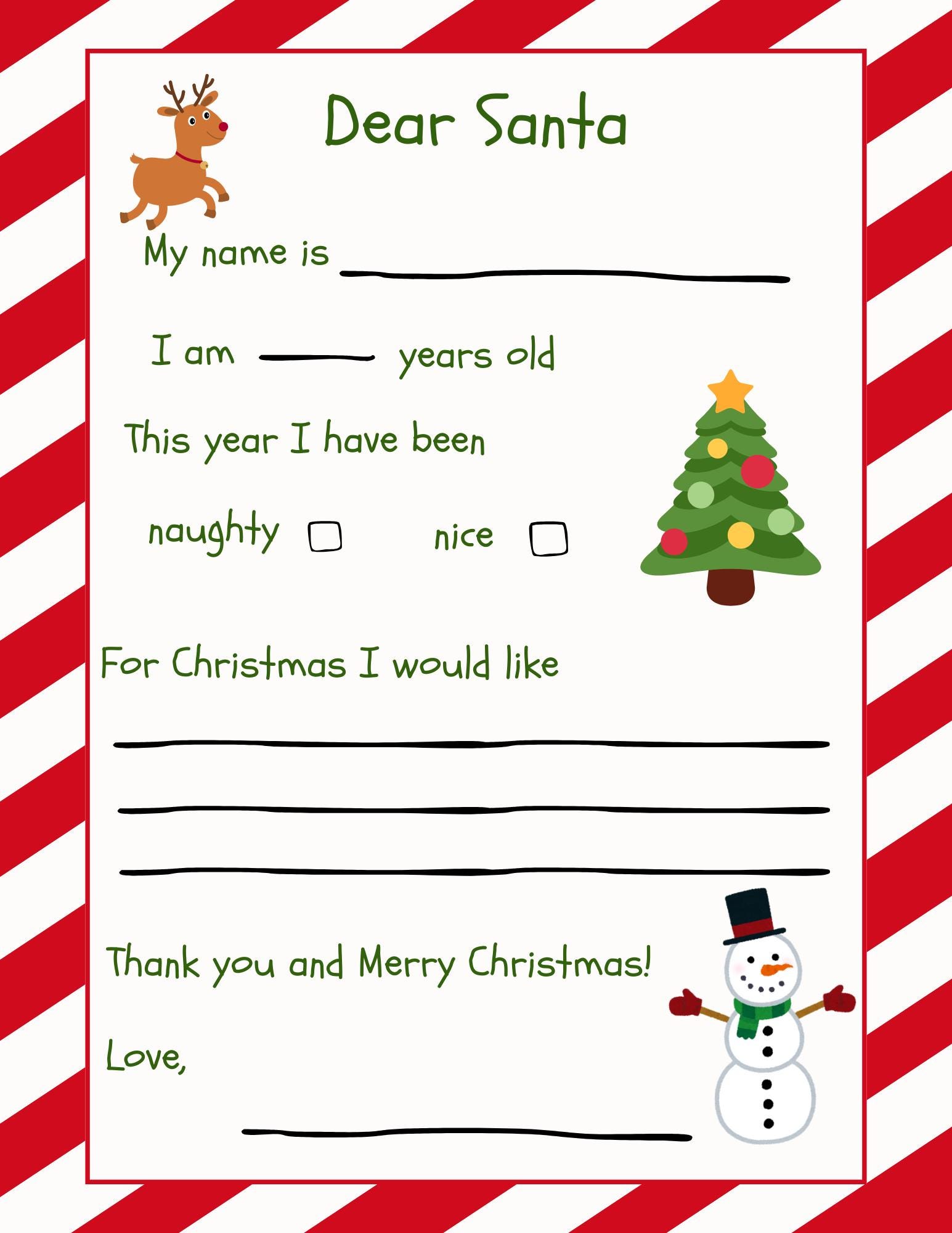 Letter to Santa Printable: Kids Christmas Wish List (PDF & PNG) - Etsy