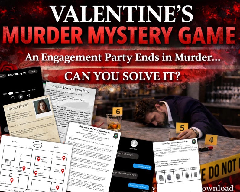 Printable Murder Mystery Game, Valentine's Murder Mystery Game - Etsy
