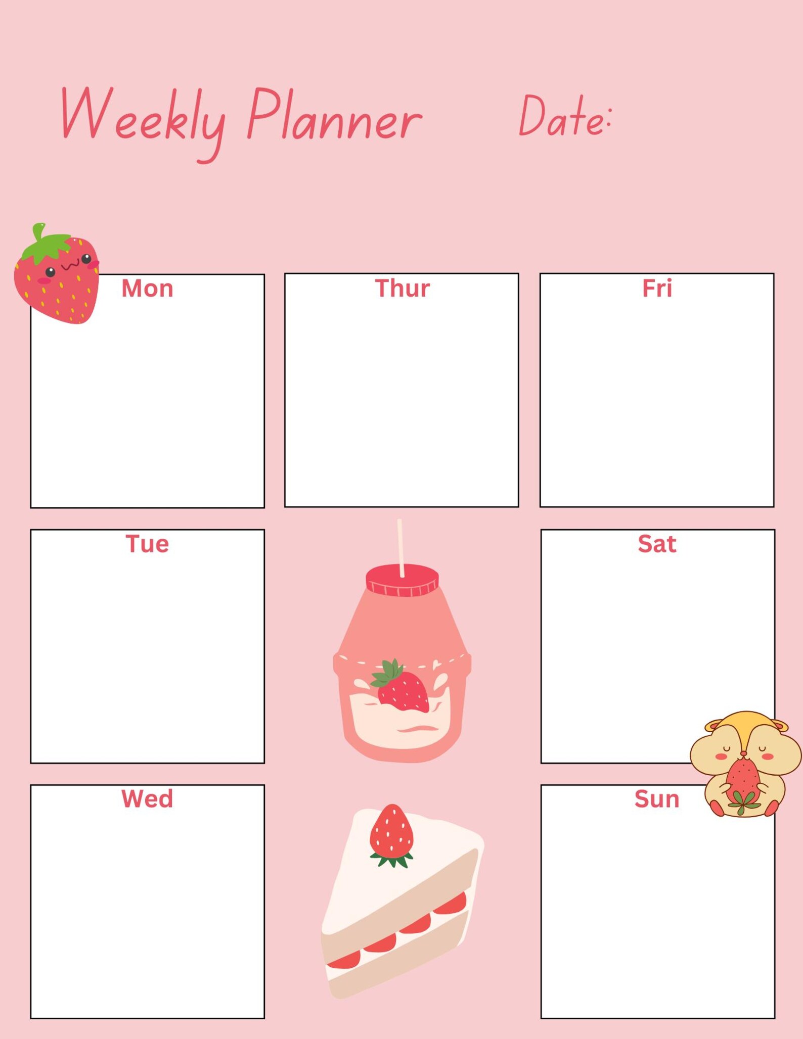 Weekly Planner, Cute Planner, Kawaii Planner, Daily Planner, Planner ...