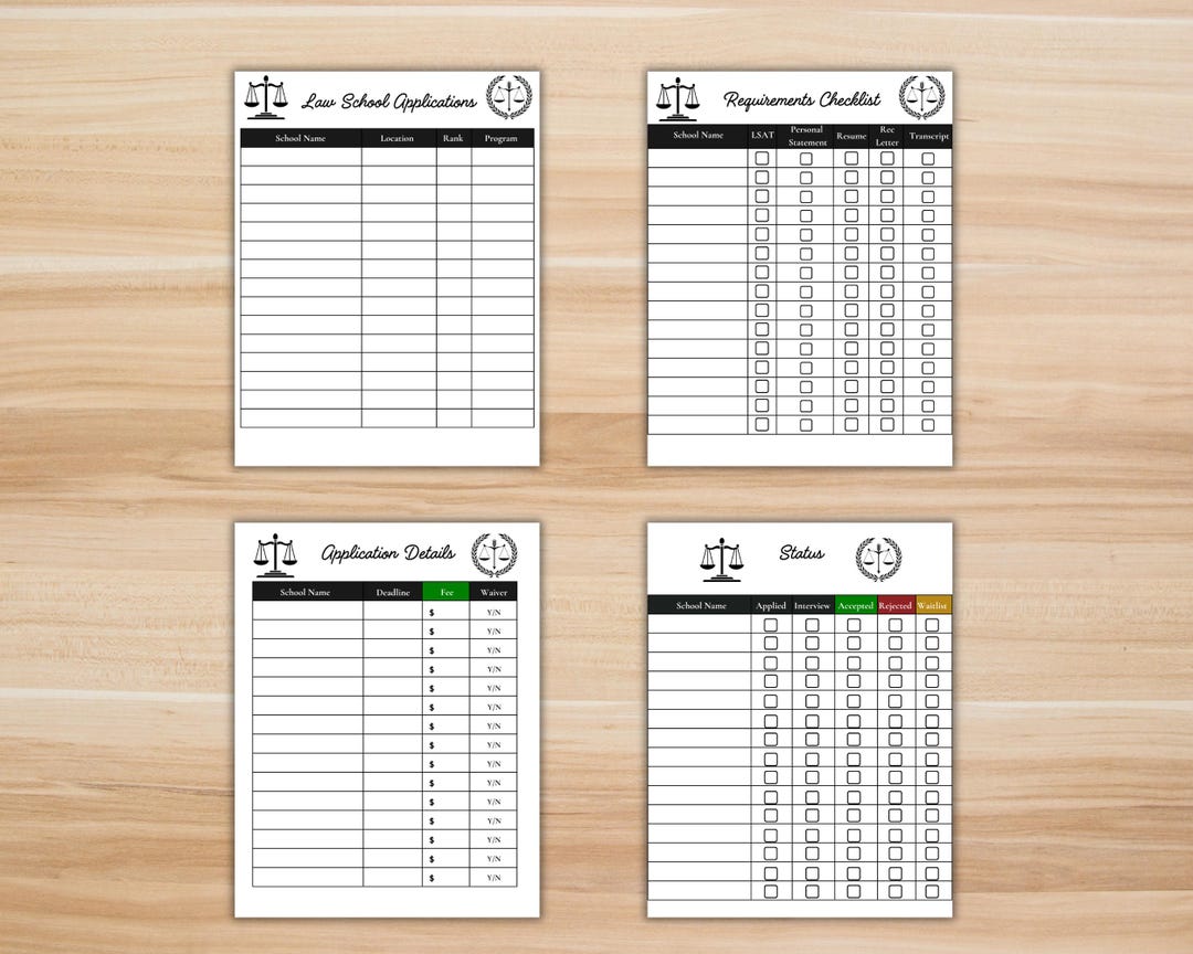 Law School Application Tracker: Printable Checklist (PDF) - Etsy