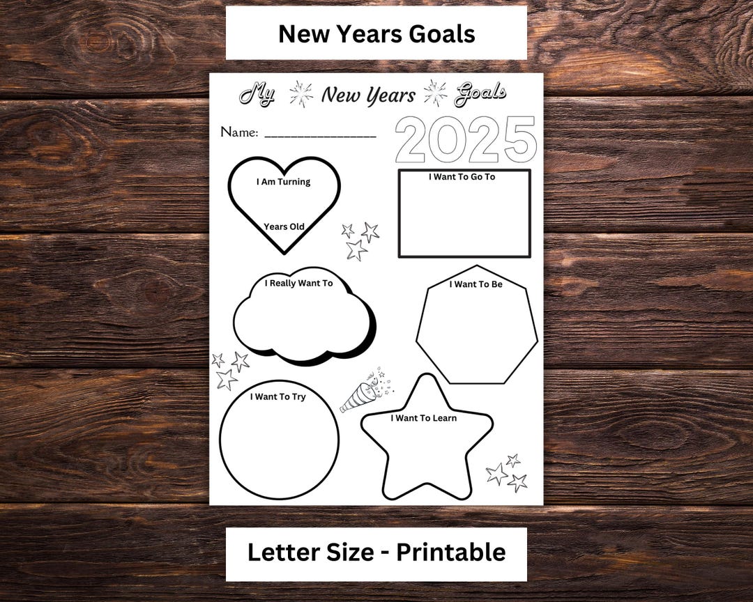 New Years Goals Printable for Kids, Kids Coloring Page, 2025 New Years ...