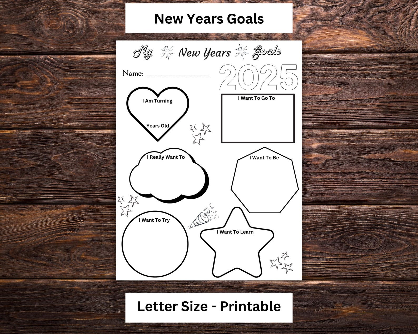 New Years Goals Printable for Kids, Kids Coloring Page, 2025 New Years ...